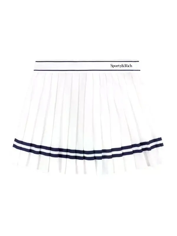 SPORTY & RICH Striped Pleated Mini Skirt - White