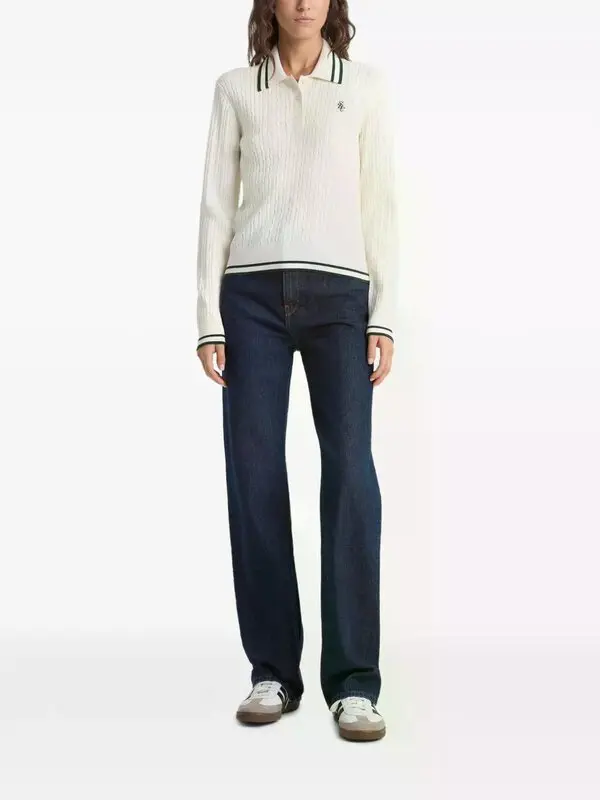 SPORTY & RICH Striped Cable-knit Polo Shirt