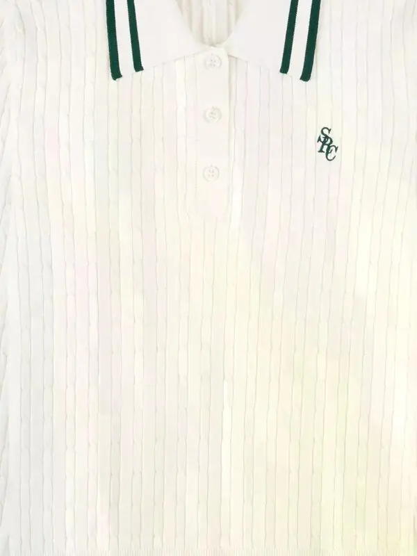 SPORTY & RICH Striped Cable-knit Polo Shirt