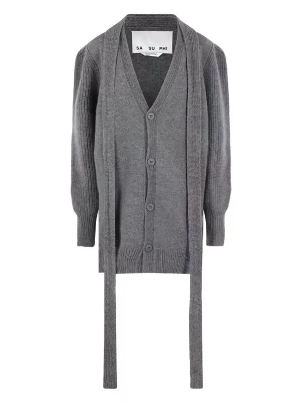 SA SU PHI Buttoned Tie Cardigan