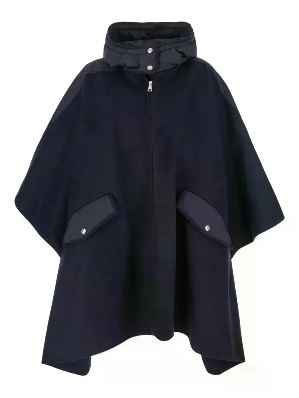 Moncler Logo-patch Hooded Cape - Blue