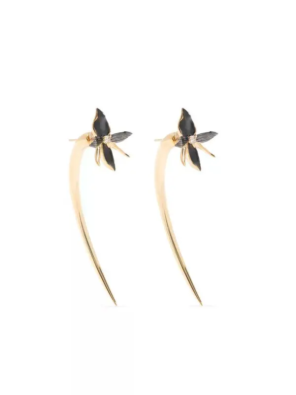 SHAUN LEANE Diamond Orchid Hook Earrings - Gold