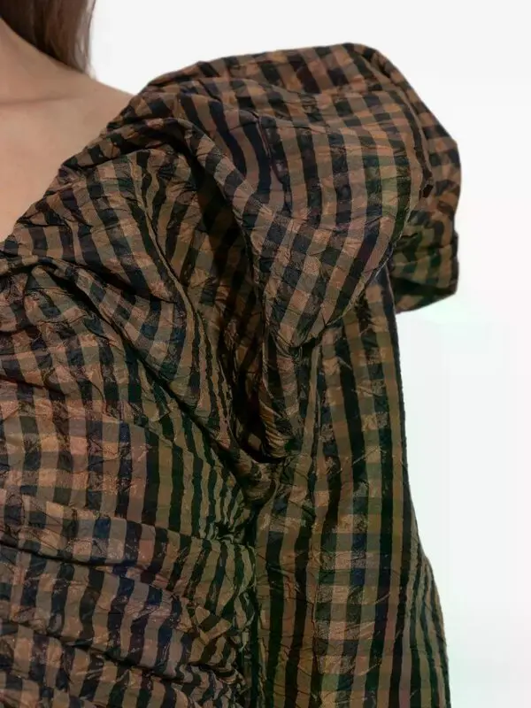 GANNI V-neck Checked Mini Dress