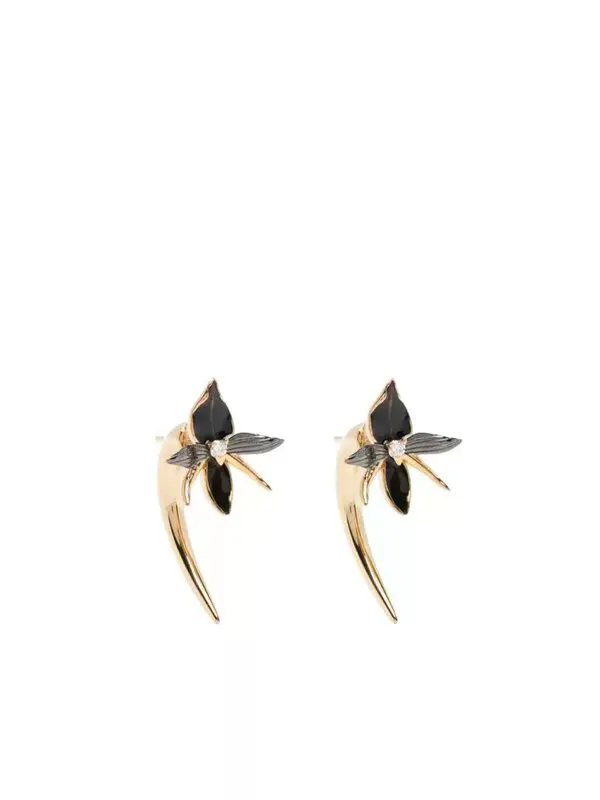 SHAUN LEANE Black Orchid Talon Earrings - Gold