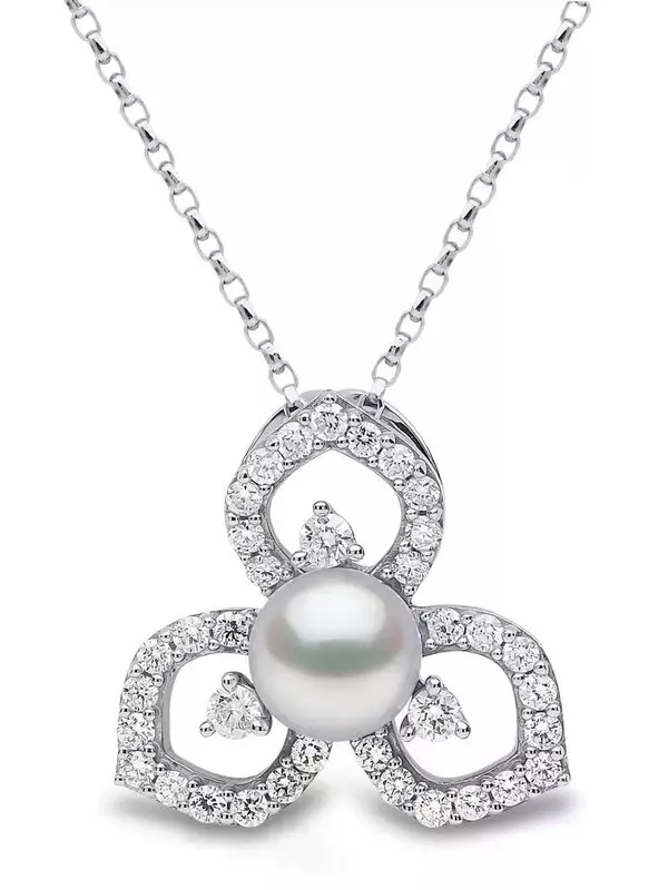 Yoko London 18kt White Gold Akoya Pearl And Diamond Pendant - Silver