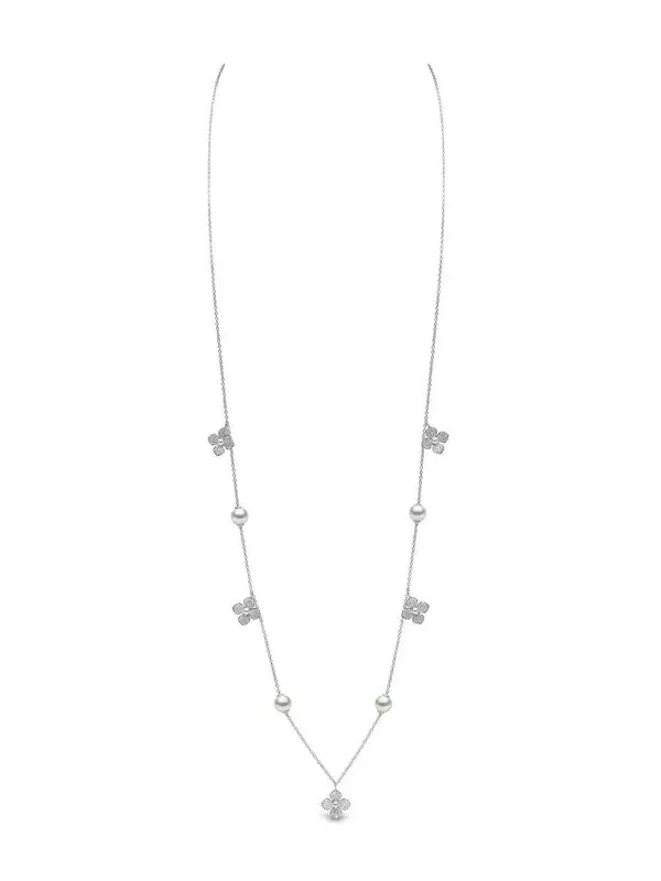 Yoko London 18kt White Gold Diamond And Pearl Necklace - Silver