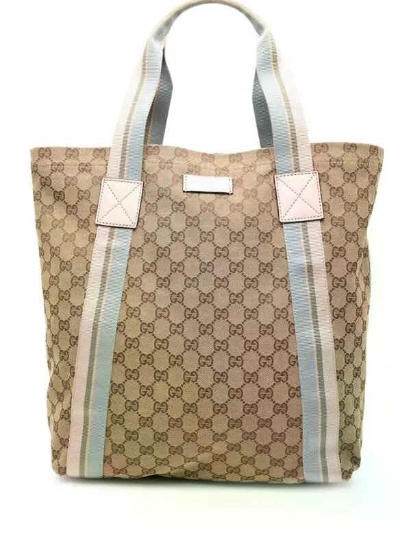 Gucci Gg Canvas Web Tote Bag - Brown