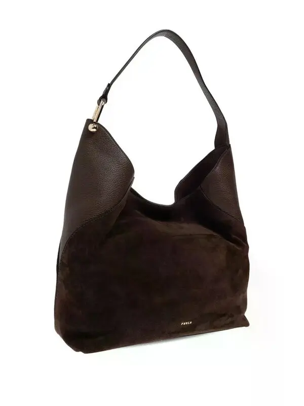 Furla Lara Large Suede Shoulder Bag - Brown