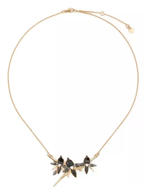 SHAUN LEANE Diamond Orchid-flower Necklace - Gold