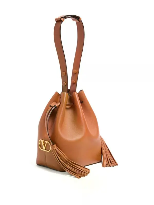 Valentino Garavani Tassel Logo Bucket Bag - Brown