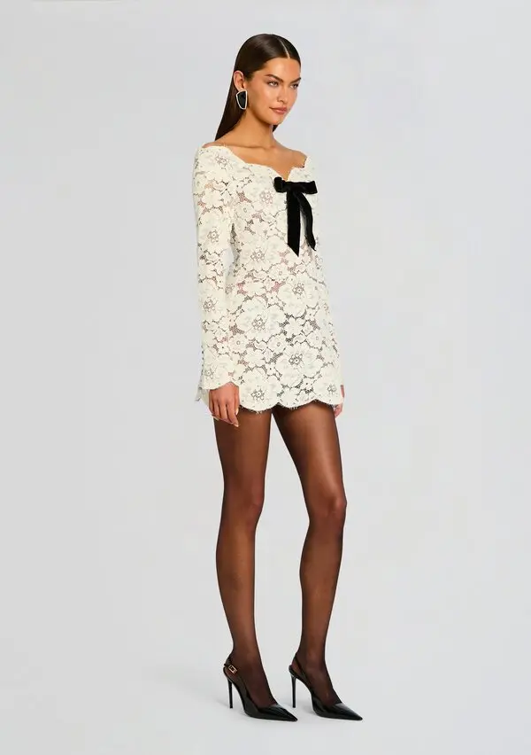 Retrofete Perdita Lace Mini Dress - Cream