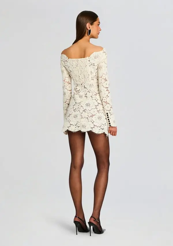 Retrofete Perdita Lace Mini Dress - Cream