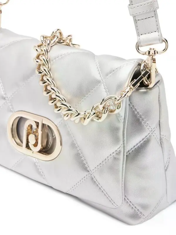 Liu Jo Quilted Lapuffy Bag With Chain Strap - Silver