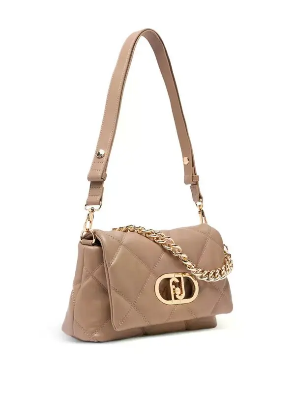 Liu Jo Quilted Shoulder Bag With Metal Logo - Neutrals