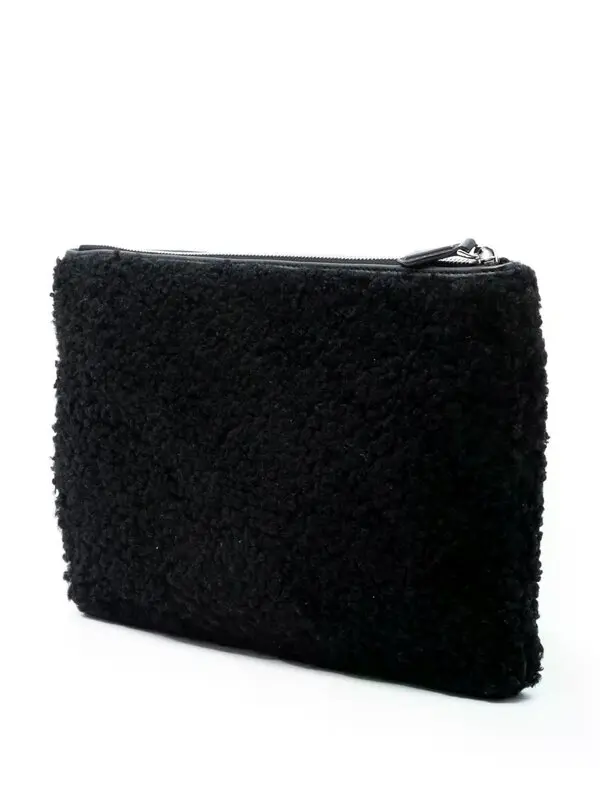 Fendi Shearling Ff Flat Pouch - Black