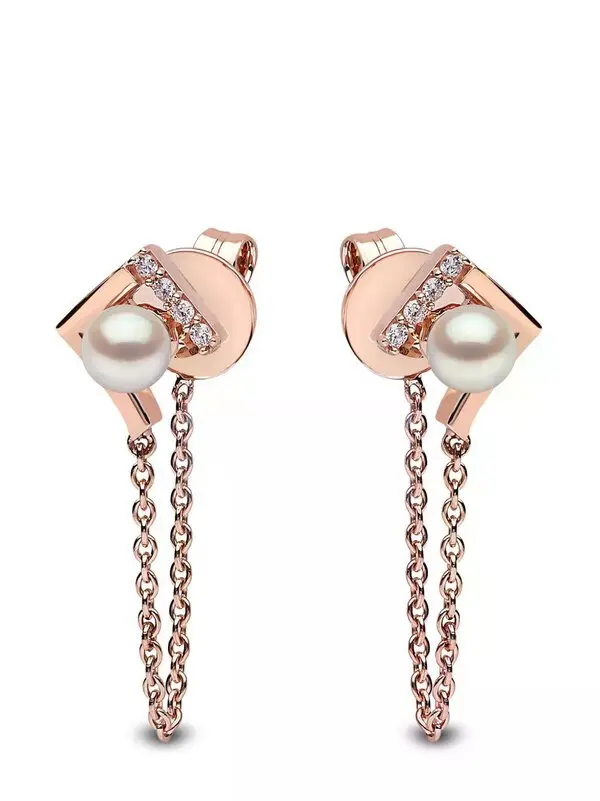 Yoko London 18kt Rose Gold Freshwater Pearl And Diamond Earrings - 9