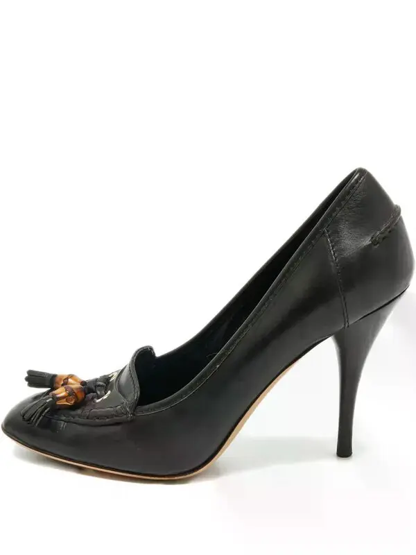 Gucci Leather Pumps With Bamboo Detail And Fringe