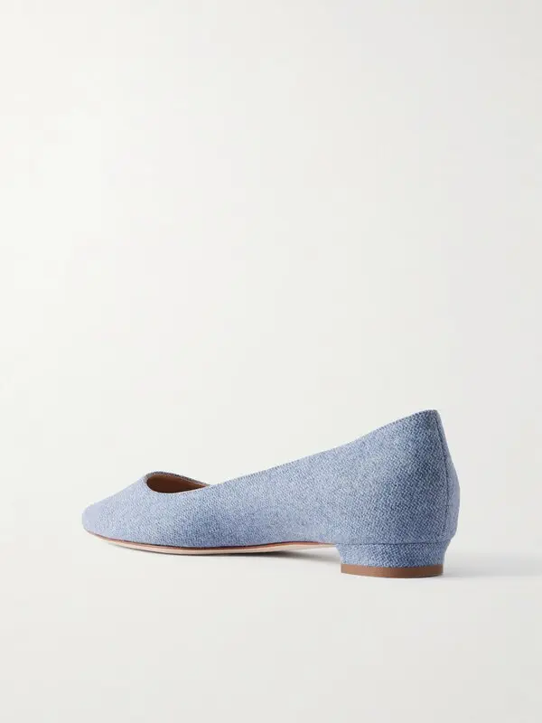 Manolo Blahnik Tweed Ballerina Flats - Gray