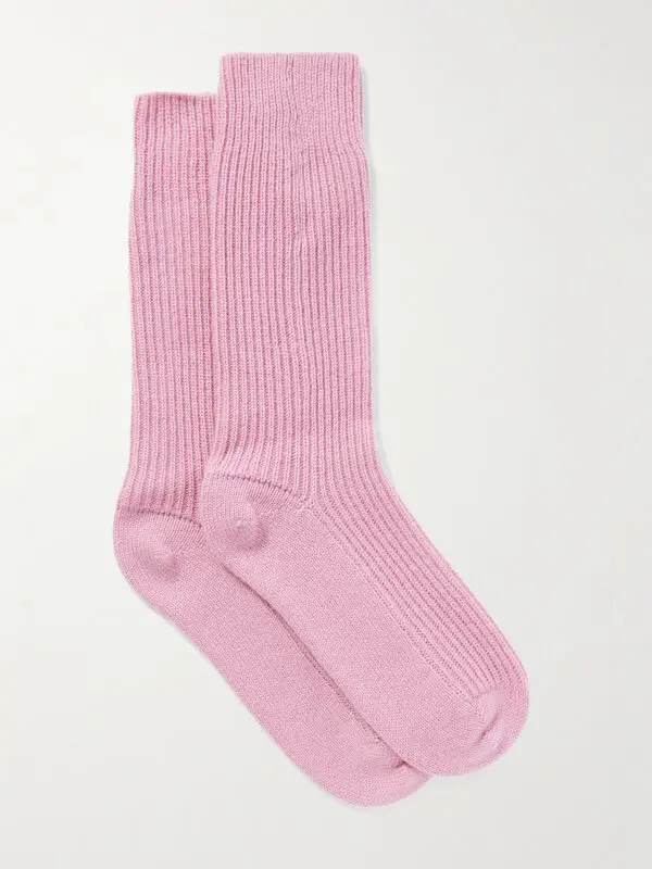 LISA YANG Zera Ribbed Cashmere Socks - Pink