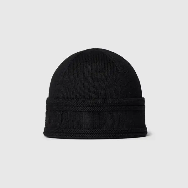 Gucci Knit Wool Beanie With Logo - Black
