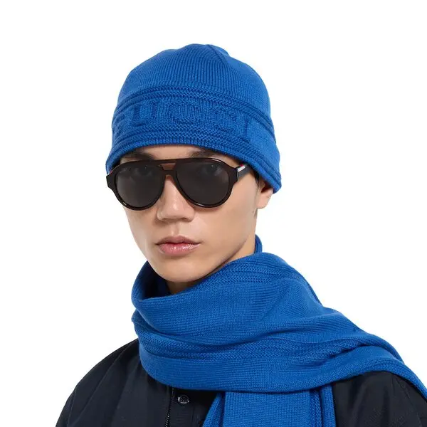 Gucci Knit Wool Beanie With Logo - Blue