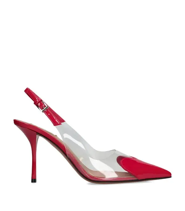 Alaïa Patent Coeur Slingback Pumps 90 - Pink