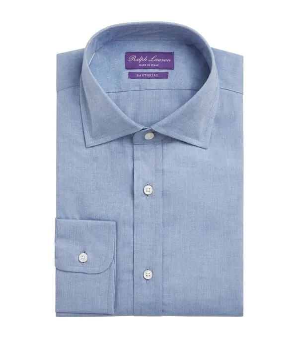 Ralph Lauren Purple Label Cotton Herringbone Aston Dress Shirt - Blue