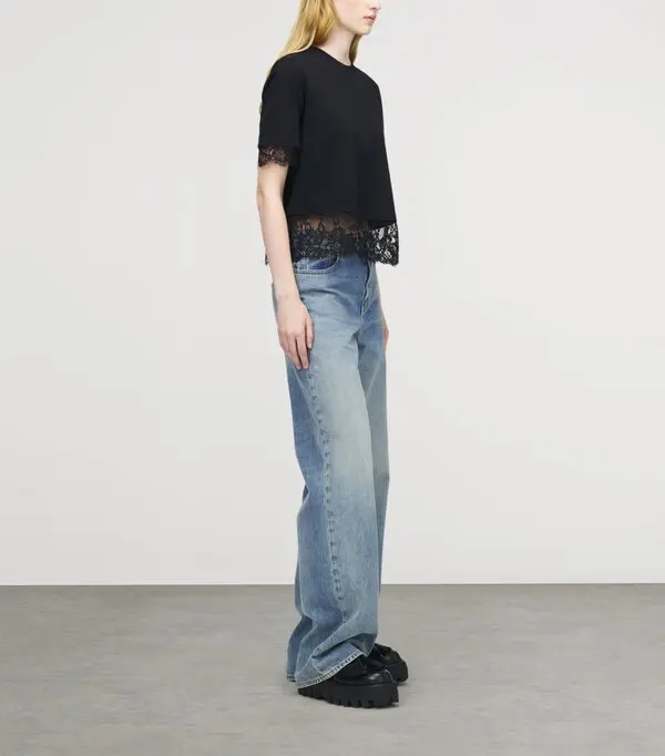 Alexander McQueen Cotton Lace Trim T-shirt