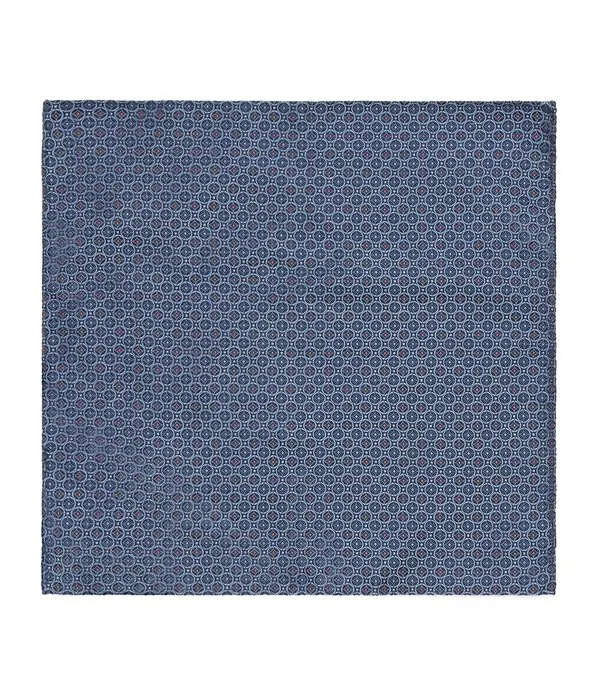 Pal Zileri Silk Geometric Jacquard Handkerchief - Blue