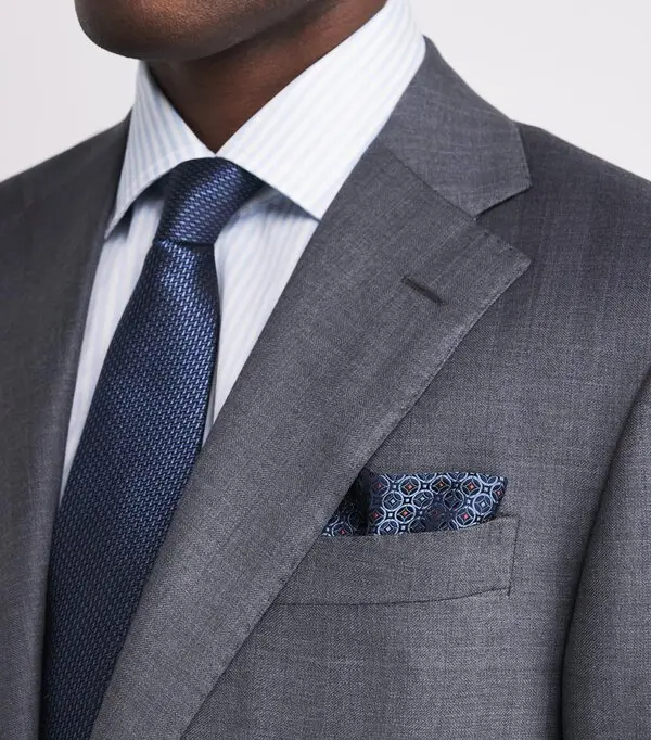 Pal Zileri Silk Geometric Jacquard Handkerchief - Blue