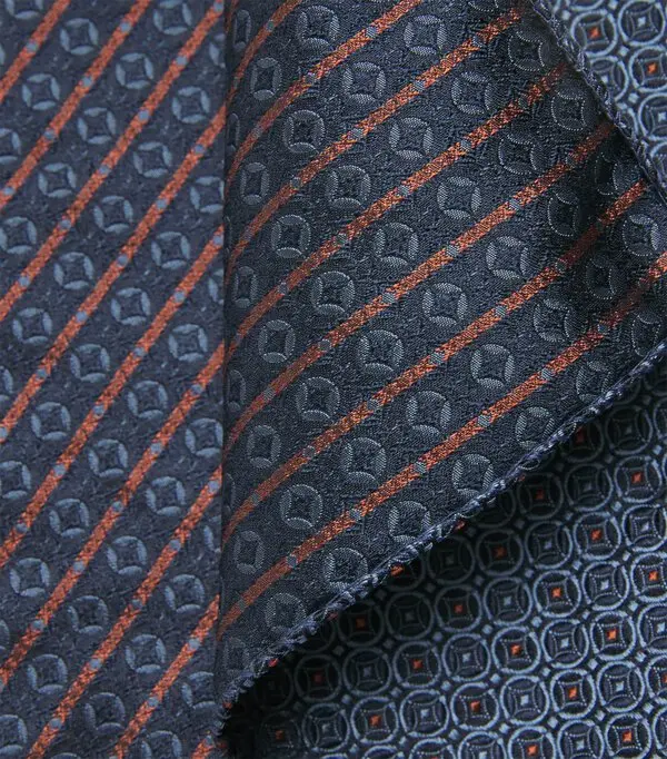 Pal Zileri Silk Geometric Jacquard Handkerchief - Blue