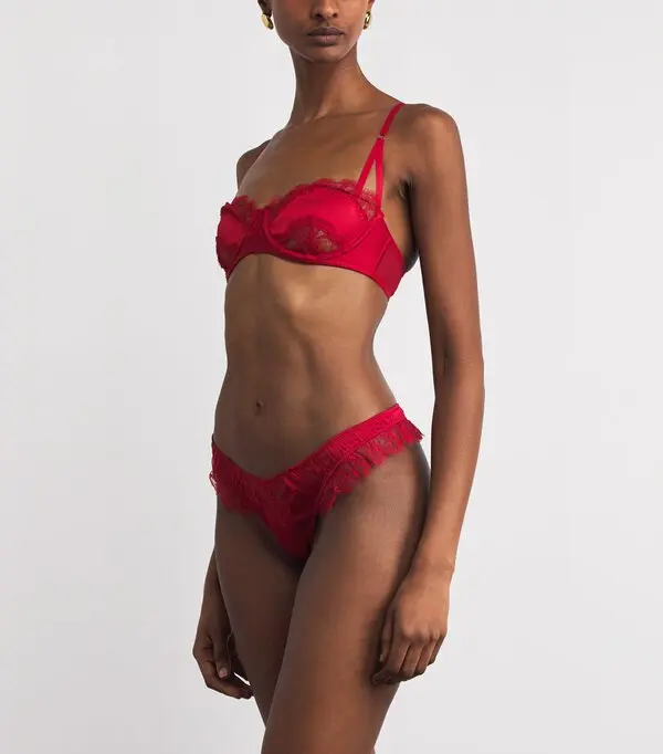 Kiki De Montparnasse Stretch-silk Lace Thong - Red