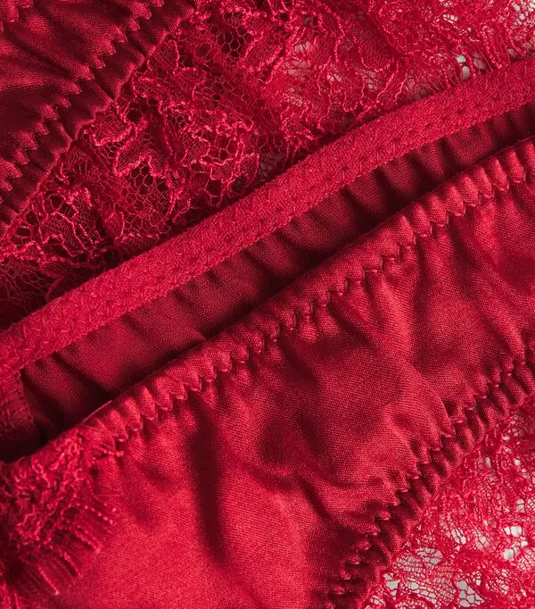 Kiki De Montparnasse Stretch-silk Lace Thong - Red