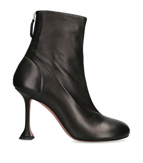 Amina Muaddi Leather Iris Ankle Boots