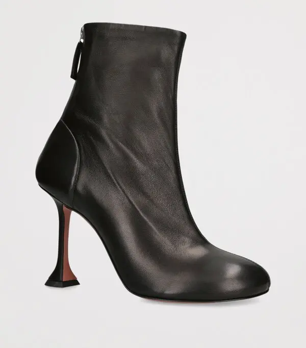 Amina Muaddi Leather Iris Ankle Boots