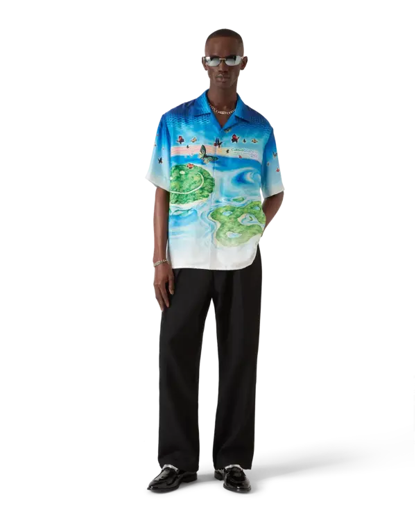 Casablanca Beyond Destiny Short Sleeve Silk Shirt - Multicolor