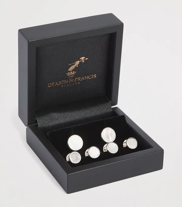 DEAKIN & FRANCIS Sterling And Mother-of-pearl Round Cufflinks - Silver