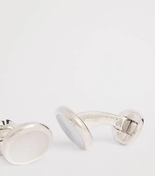 DEAKIN & FRANCIS Sterling And Mother-of-pearl Round Cufflinks - Silver