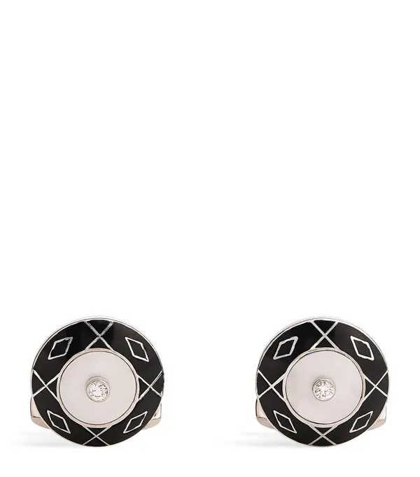 DEAKIN & FRANCIS Yellow Gold, Diamond, And Mother-of-pearl Cufflinks - Black