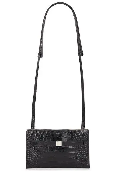 TOTEME Belted Croco Embossed Crossbody Bag - Black