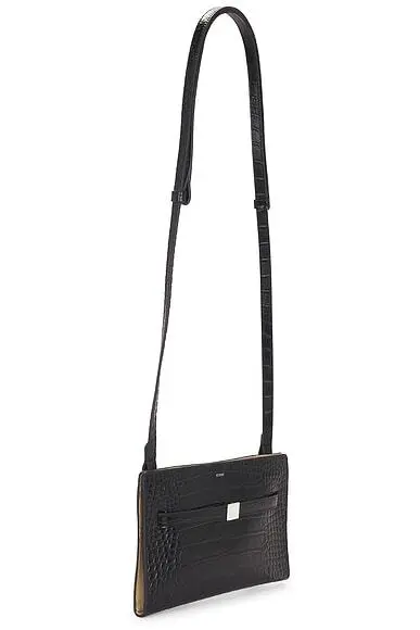 TOTEME Belted Croco Embossed Crossbody Bag - Black