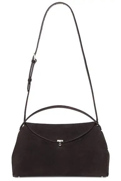TOTEME T-lock Suede Top Handle Bag - Espresso