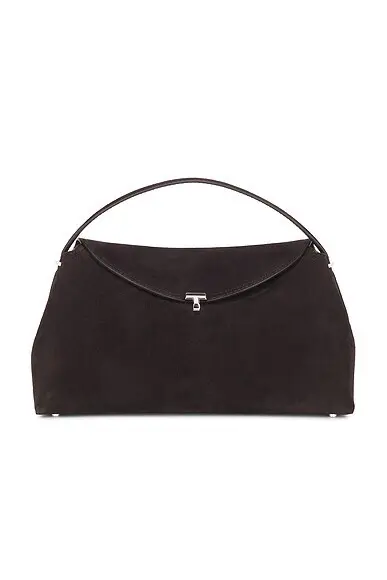 TOTEME T-lock Suede Top Handle Bag - Espresso