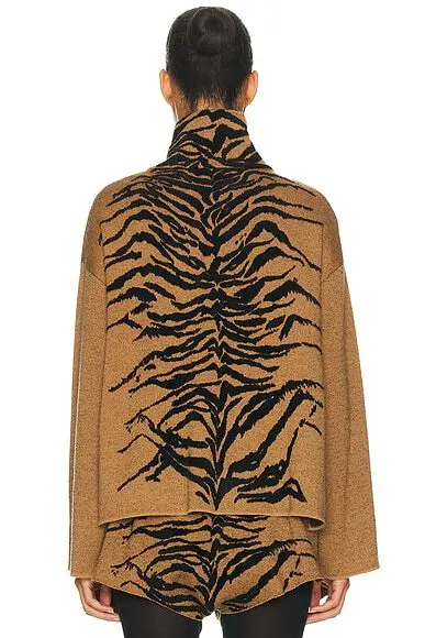 Alaïa Tiger Print Turtleneck Sweater