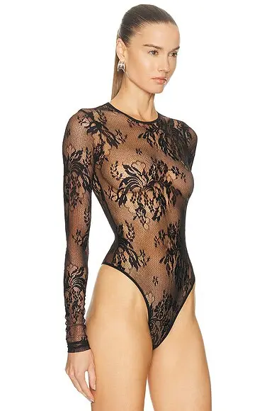 Wardrobe.NYC Evening Lace Bodysuit - Black