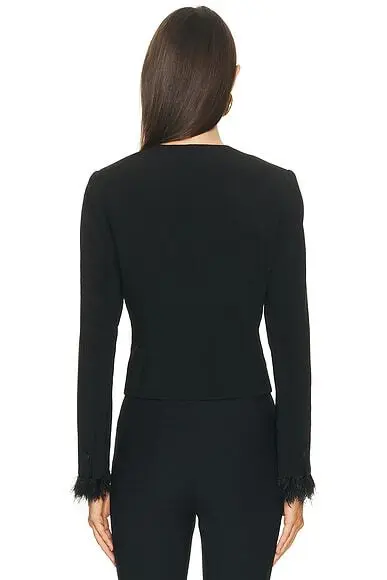 L'academie Eirah Cropped Jacket With Feather Trim