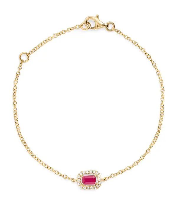 Shay Diamond And Ruby Halo Bracelet - Gold