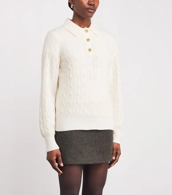 Barbour Cable-knit Evie Polo Sweater - White