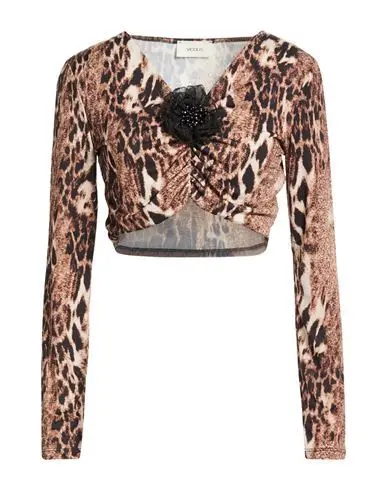 VICOLO Leopard Print Crop Top