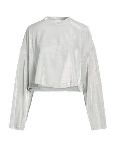ALYSI Metallic Long Sleeve Crewneck Top